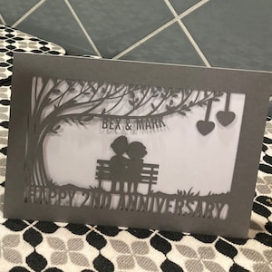 Anniversary Card Personalised Papercut Card, Wedding Anniversary ...