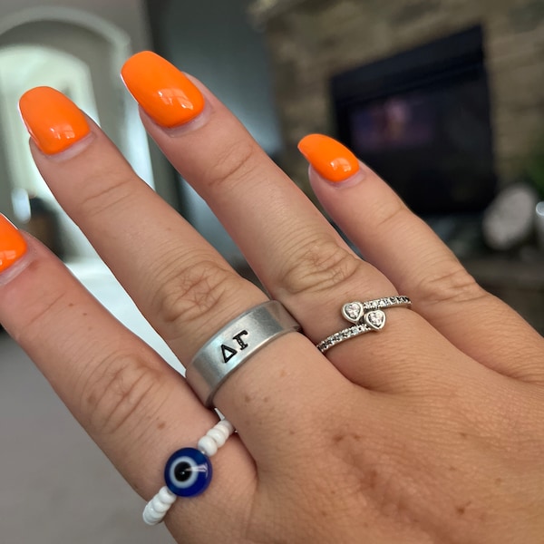 Custom Hand Stamped Aluminum Fraternity or Sorority Skinny Ring- Add ...