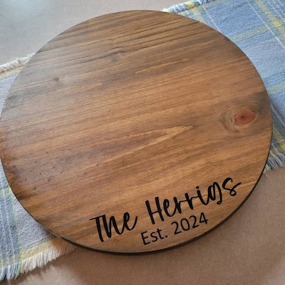 Last Name Est Date Board Serving Tray Lazy Susan Personalized Farmhouse ...