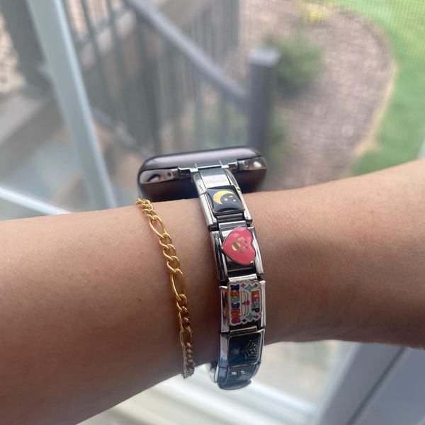 Custom Charm Bracelet Apple Watch Band, Gold Custom Charm Bracelet ...