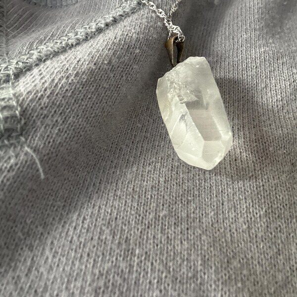 Clear Quartz Crystal Necklace, Wire Wrapped Gemstone Pendant With Free ...