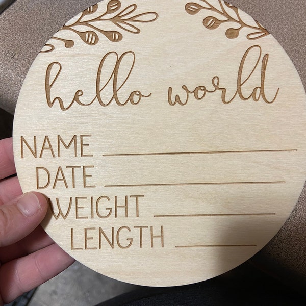 Hello World Sign With Stats Hospital Sign Newborn Announcement Newborn ...