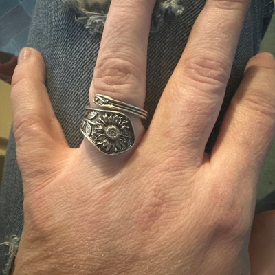 Sunflower Ring Adjustable Wrap Style Handcrafted Pewter by Doctor Gus ...