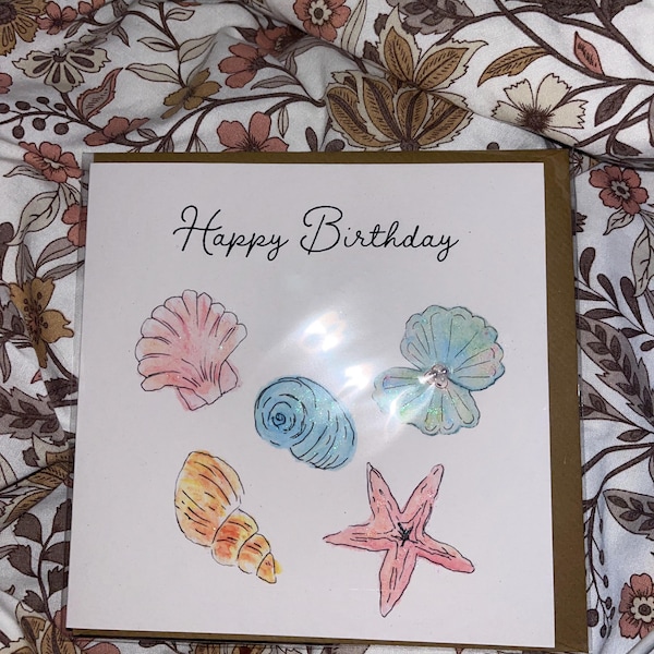 Personalised Seashell Birthday Card | Birthday Card for Her, Coastal ...