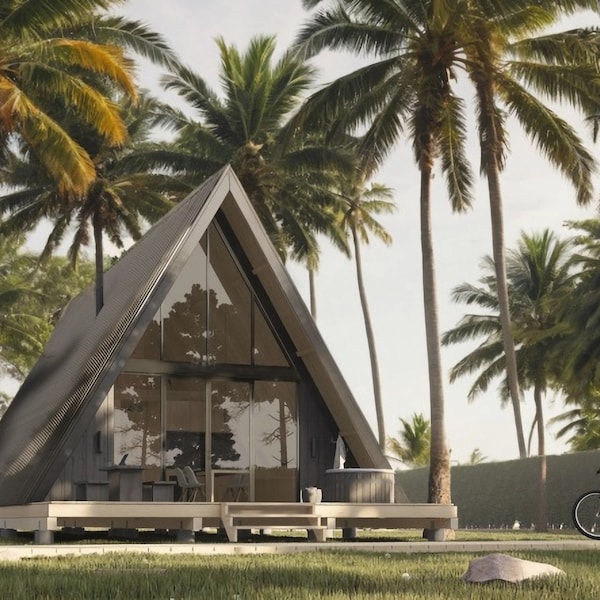 Mini A-frame House Architectural Plans, 2 Bedroom Cabin (PDF) - Etsy