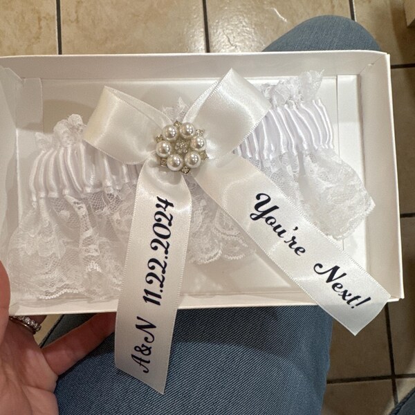 Personalized Wedding Garters for Brides, Ivory Bridal Garter Set ...