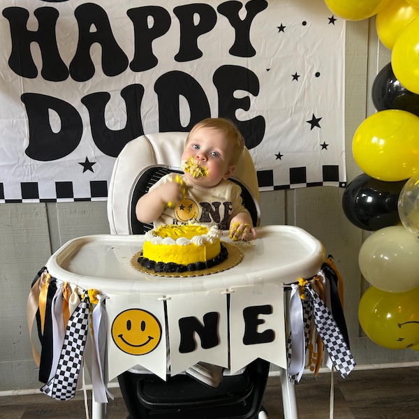 Fast One Banner, Racecar 1st Birthday Decor, Retro Car High Chair Sign ...