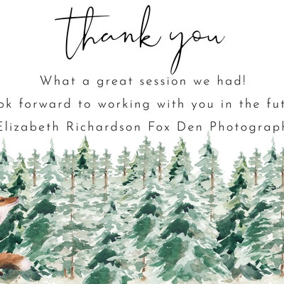 Teddy Woodland Thank You Card, Fox Card Printable, Editable Woodland ...