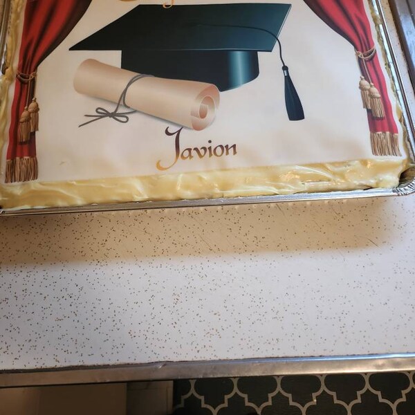 GRADUATION RED CURTAINS Edible Cake Topper Image Birthday Party ...