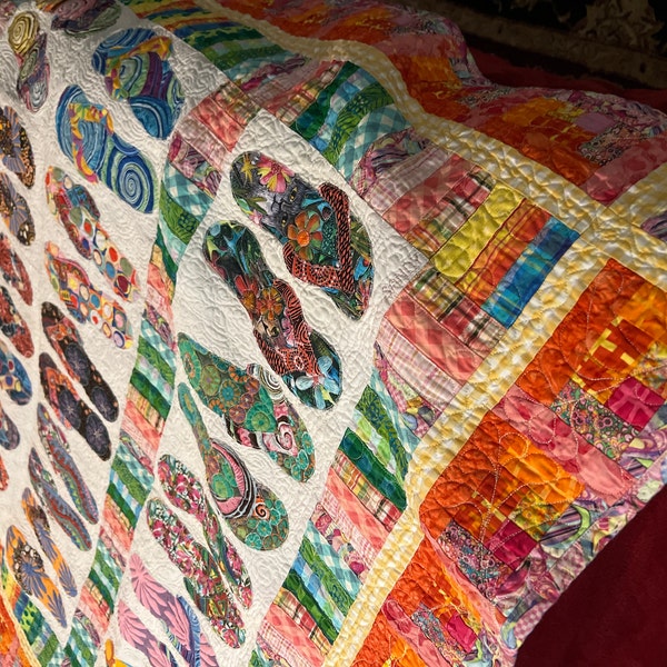 Quilt, Tula Pink Fabrics, True Colors Finished Quilt, Stair Steps, Twin ...