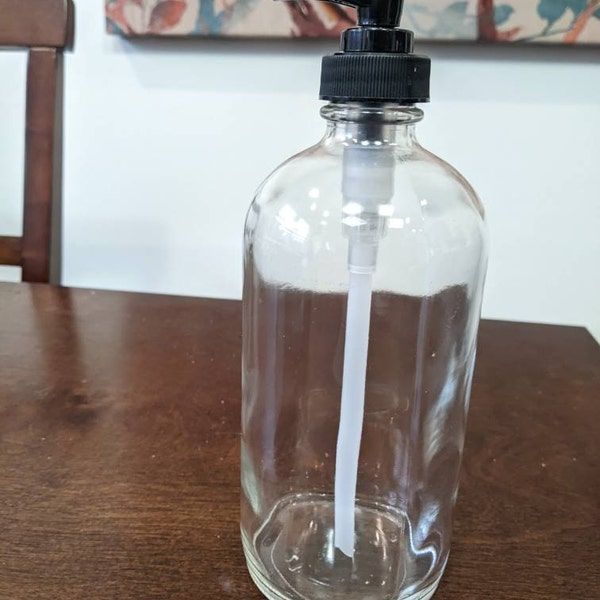 16 Oz Clear Glass Boston Round Pump Bottle With Choice of Pumps - Etsy