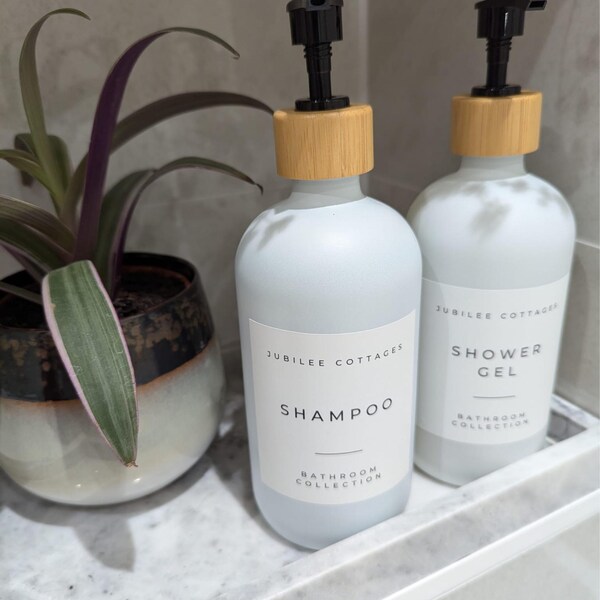 Minimalistic, Personalised Labels, Shampoo, Conditioner, Shower Gel ...