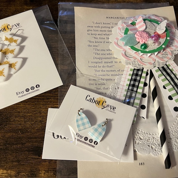 Pyrex Butterfly Gold Stacking Bowl Acrylic Earrings in White & Mustard ...