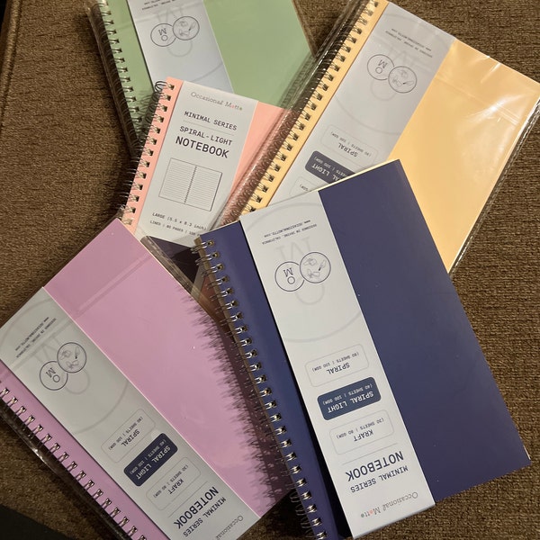 Set of 5 Pastel Spiral Notebook | Colorful Spiral Notebook | 80 Pages ...