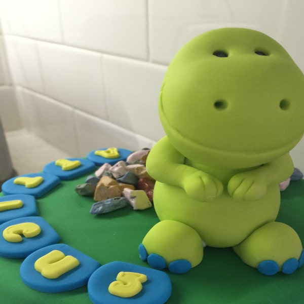 Fondant T-rex Dinosaur Cake Topper: Custom Colors, 1st Birthday - Etsy