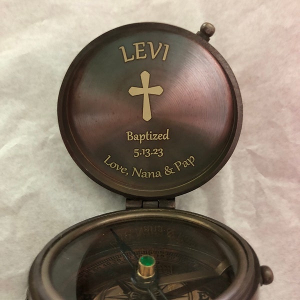 Baptism Compass, First Holy Communion Compass, Engraved Compass for ...