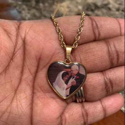 Personalized Custom Heart Photo Necklace Gold Silver Engraved - Etsy