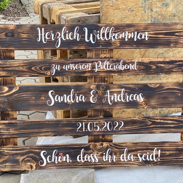 Palettenaufkleber zum Polterabend, Aufkleber für Europalette Herzlich ...