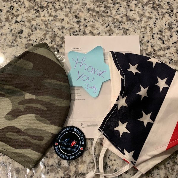 Patriotic American Flag Face Mask With Nose Wire and Filter Pocket - Etsy