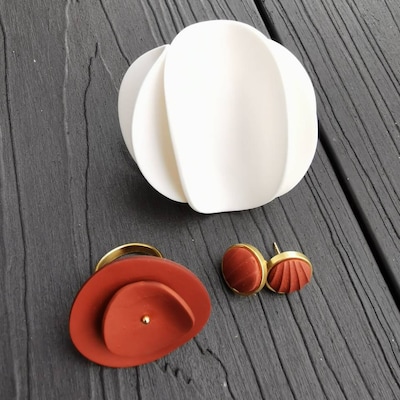 Asymmetrical Petals Clay Studs, Colorful Earrings, Handmade Flower ...