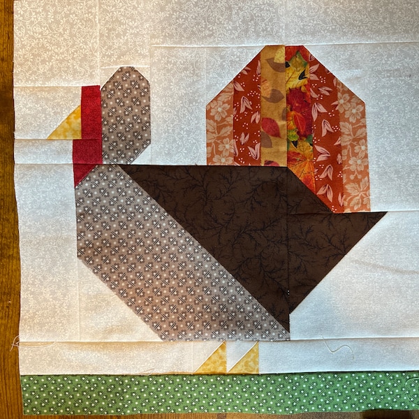 Patch Turkey Quilt Block Pattern (make a 6" or 12" Block) - Digital ...