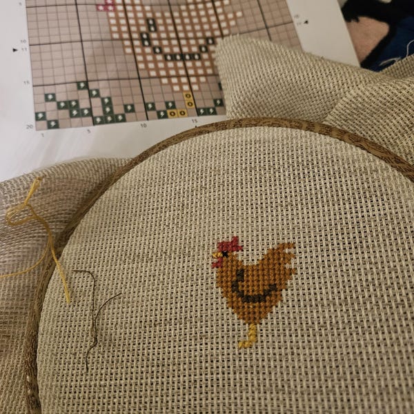 Little Brown Hen, Cross Stitch Chicken Pattern, Simple Stitching, Easy ...