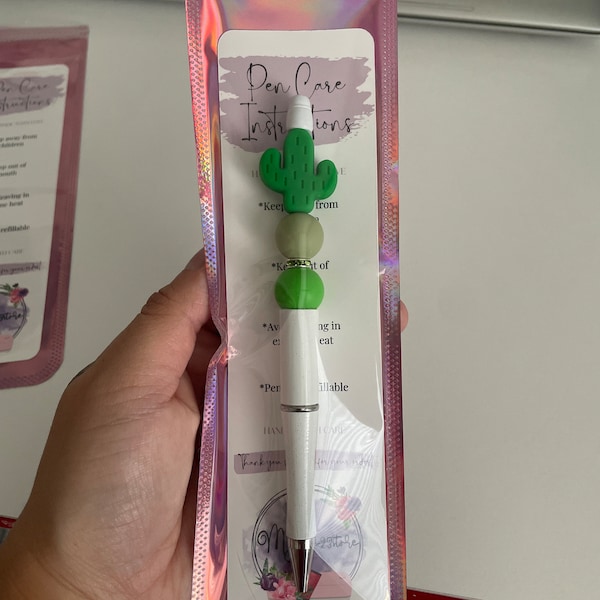 Printed Beaded Pen Care Card, Epoxy Pen Card, Glitter Pen Care Card ...