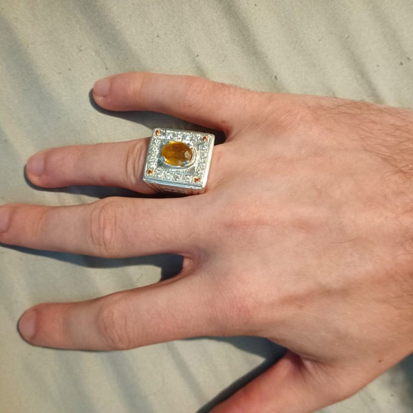 Dream Car Ring Mercedes-benz Logo Ring 14k Gold Plated Ring Heavy Men ...