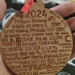 Remembering 2024 - Engraved Wooden Funny Christmas Ornament Charm, 2024 ...