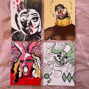 Kim Chi black and White Mime' Drag Race Art Print Postcard - Etsy UK