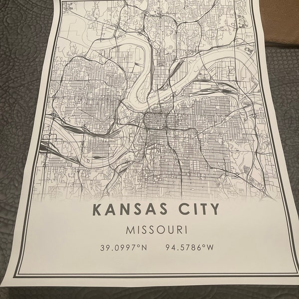 Kansas City Map Print Poster Canvas | Missouri Map Print Poster Canvas ...