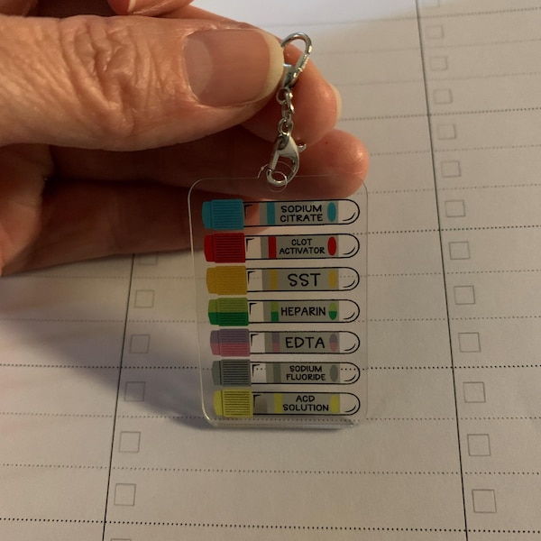 Blood Draw Order Charm - Phlebotomy Badge Reel Charm - Lab Tech Badge ...