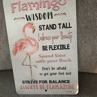 Pink Flamingo Wisdom Metal Sign With Inspirational Sayings Coastal ...