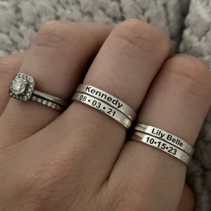 Engraved Rings, Wedding Day Gift, Personalized Rings, Stacking Rings ...