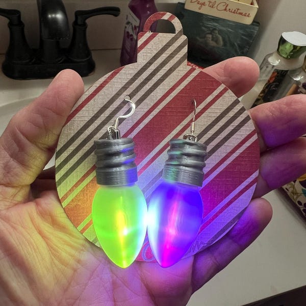 Amazing Light up Glowing Lightbulb Earrings • Custom 3D Printed Festive ...
