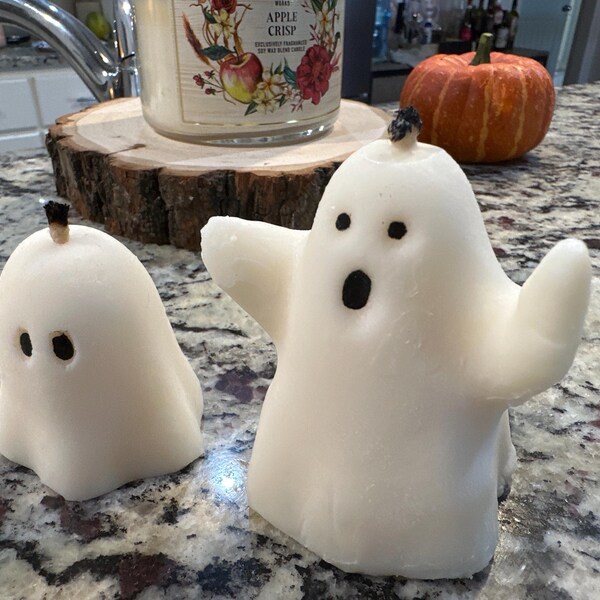 Set of 2 Ghost Candles, Halloween Decor, Thanksgiving Decor, Halloween ...