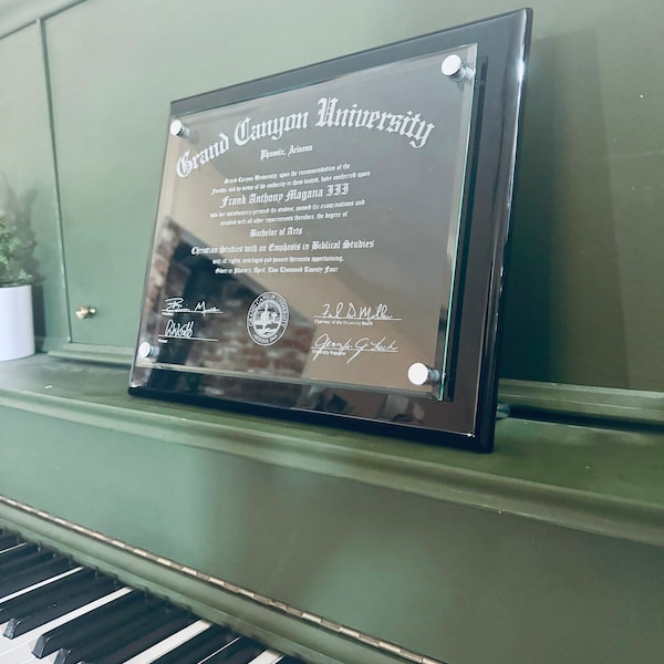 Floating Glass Degree Frame, College Diploma Frame, Custom Diploma ...