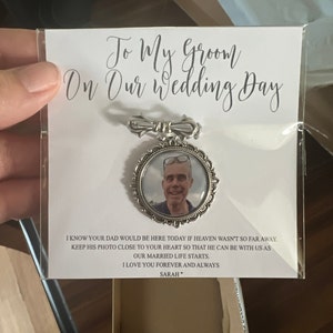 Personalised Memorial Photo Bow Charm Pin/gift for Groom/him/heaven ...