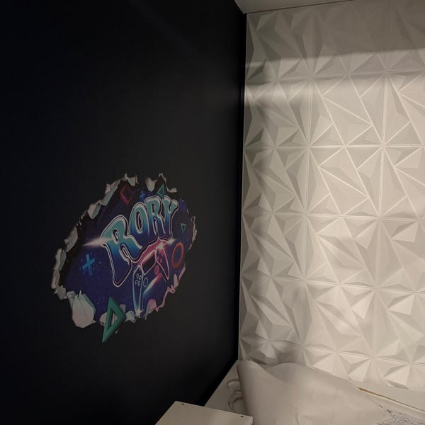 Personalised Medium & Large Sized 3D Cracked Wall Effect Gamer Wall ...