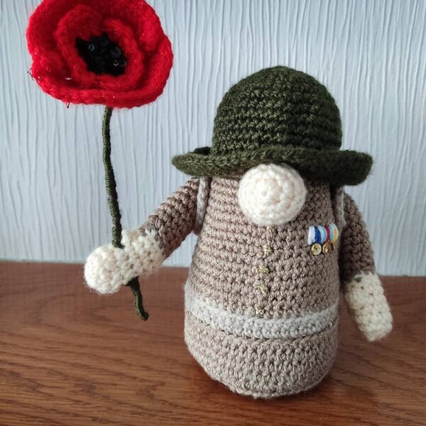 Remembrance Day Soldier With Poppy, Douglas the Gnome Crochet PATTERN ...