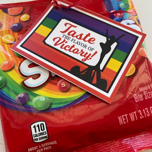 Cheerleading Gift Tags, Cheer Competition Gifts, Skittles Rainbow Candy ...