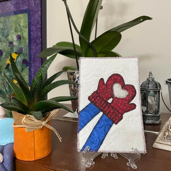 Quilted Postcard Pattern-fabric Postcard Pattern-bird With Heart - Etsy
