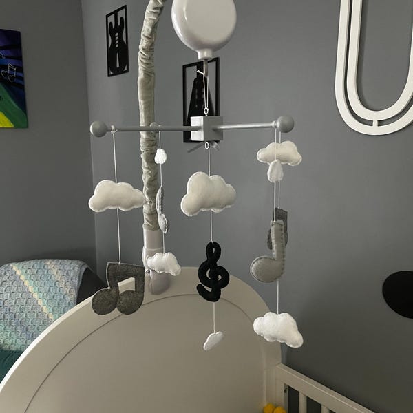 Music Note Mobile: Modern Nursery Musical Note Decor in Girl Room ...