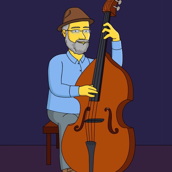 Upright Bass - Custom Portrait From Photo as Yellow Cartoon Character ...