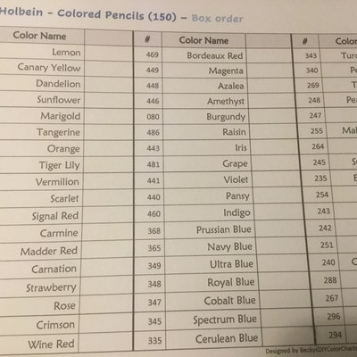 180 Colors 1 Page DIY Blank Color Chart /swatch Sheet Digital Download ...