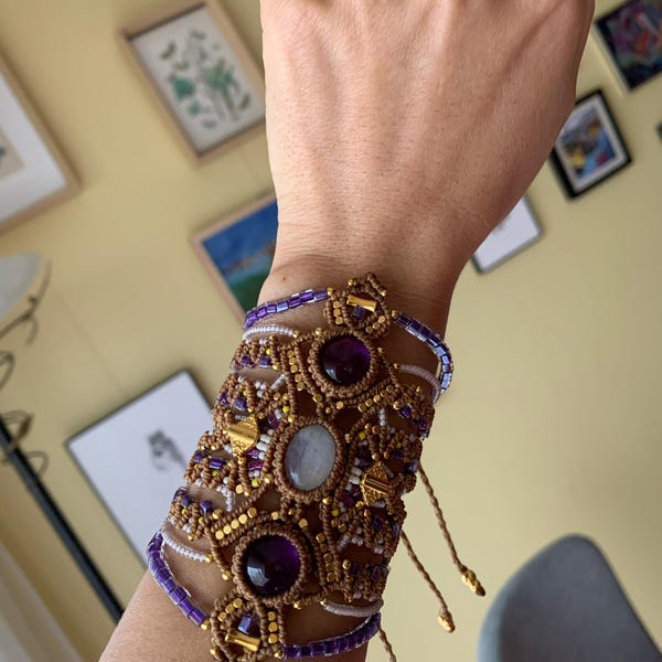 Tribal Macrame Necklace With Natural Rose Quartz, Festival Choker ...