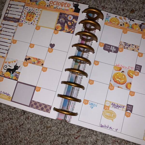 Printable OCTOBER Monthly Planner Stickers Kit, Happy Planner October ...