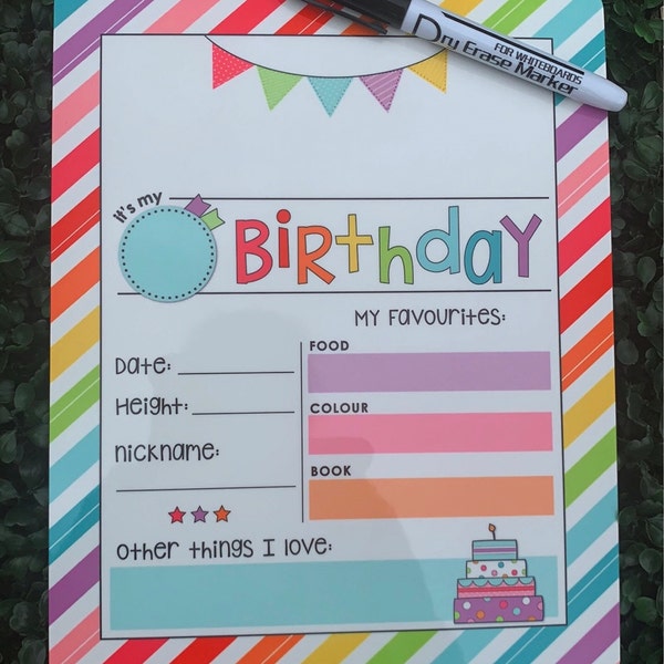 BIRTHDAY BOARD -- Photo Picture Taking Board • Incl Canadian Version ...