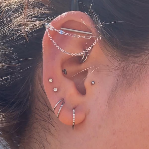 Star Conch Ear Piercing, Conch Piercing, Conch Hoop Earring, Gold ...