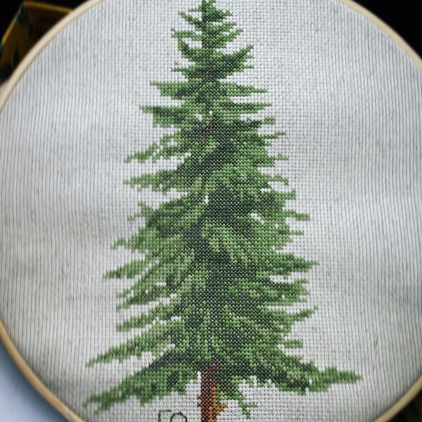Douglas Fir Tree Cross Stitch Pattern: Botanical Christmas Design (PDF ...